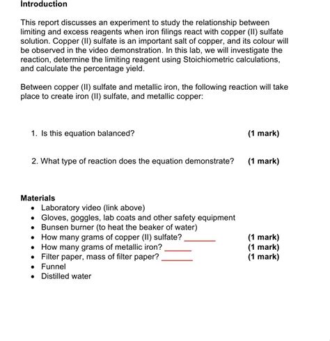 Introduction This Report Discusses An Experiment To Chegg