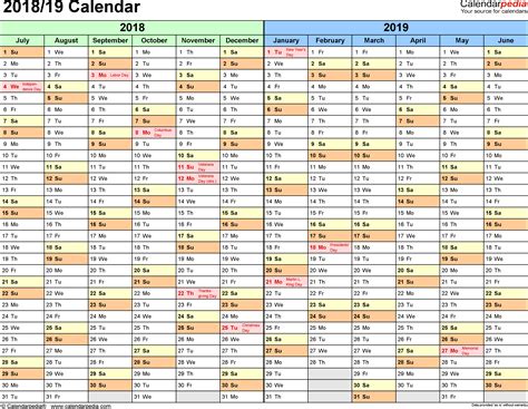 Split Year Calendars 20182019 July To June Pdf Templates