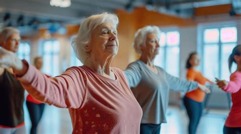 Elderly Women Engaging In Dance Class Activity Premium Ai Generated Image