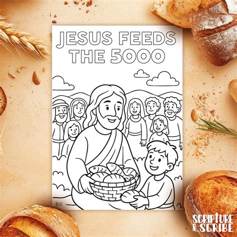 Jesus Feeds 5000 Coloring Sheet 2025