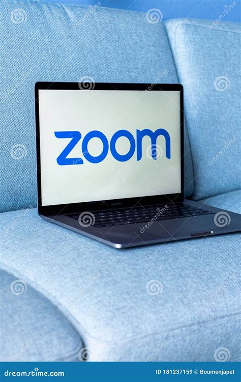 Laptop Showing Zoom Cloud Meetings App Logo Editorial Stock Image