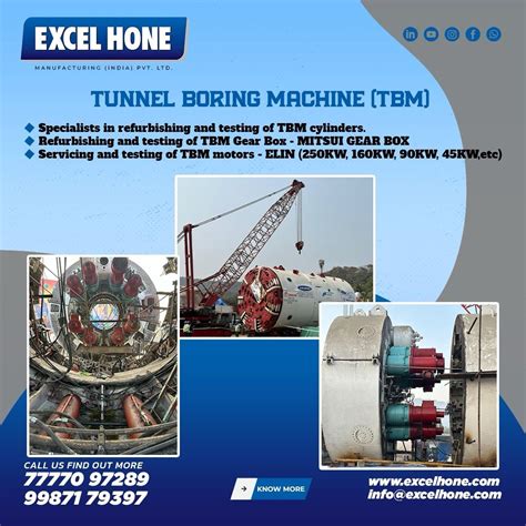 Tbm Tunnel Boring Machine Thrust Jack Cylinders Mitsui Reduction Gear Box Elin 250kw Motor