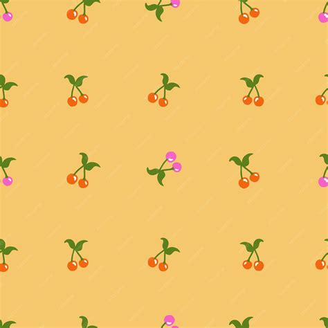 Premium Vector Hand Drawn Seamless Pattern With Cherry Cute Vector