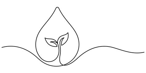 Little Plant Sapling In Water Droplet One Line Drawing 65314282 Vector Art At Vecteezy
