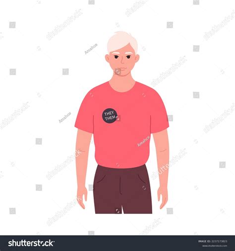 Young Character Gender Pronouns Pin She Stock Vector Royalty Free