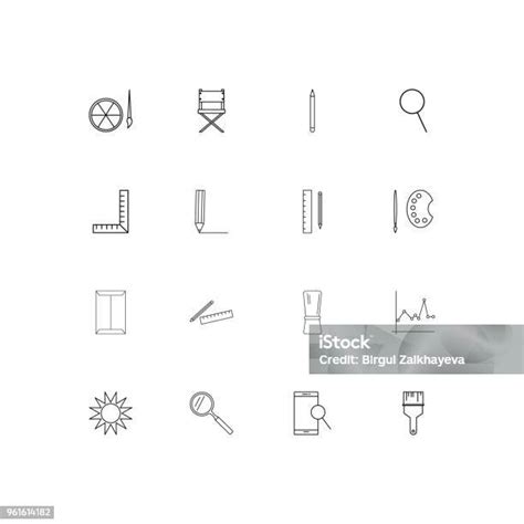 창조적인 프로세스 및 설계 선형 얇은 아이콘 설정합니다 간단한 벡터 아이콘 설명 0명에 대한 스톡 벡터 아트 및 기타 이미지 0명 눈금자 디자인 Istock