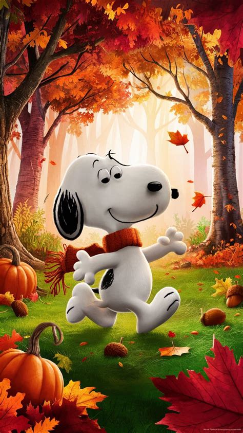 Autumn Frolic With Snoopy A Peanuts Fall Wallpaper Snoopy Wallpaper