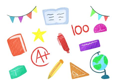 Premium Vector Vector Cute Classroom Items Watercolor Element Collection