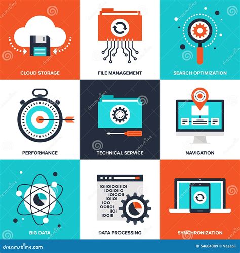 Data Management And Server Icons Pack Consist With Data Management Database Architecture