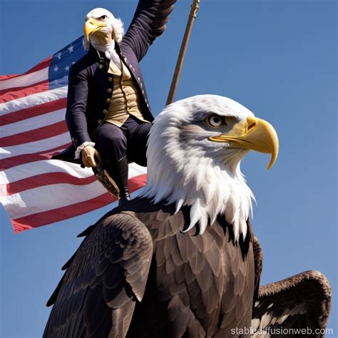 Funny George Washington American Flag Eagle Background