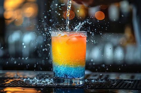 Premium Photo A Bartender Preparing A Multicolored Cocktail