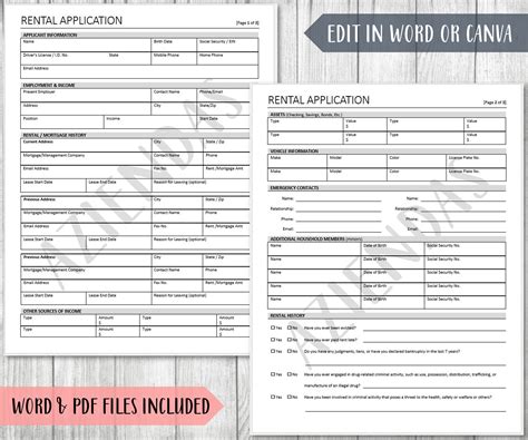 Rental Application Forms And Residential Lease Templates Tenant