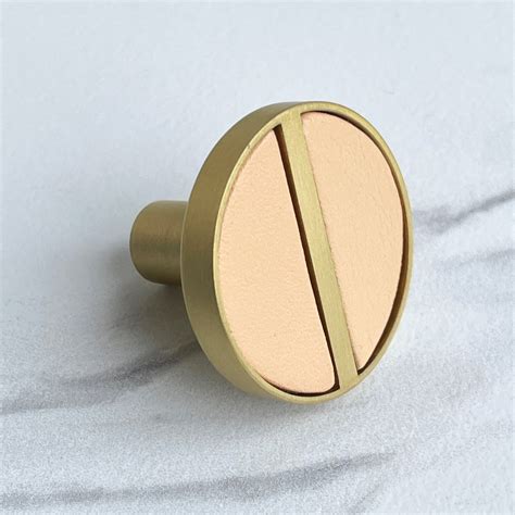 Posh Hardware Shop Sveg Brass And Leather Knobs In 4 Colours