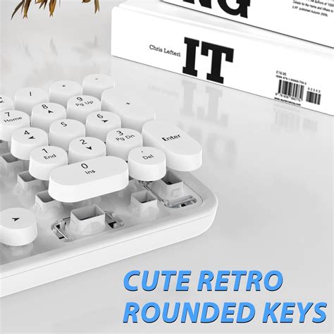 Buy Wireless Keyboard And Mouse Combo Cute Colorful 104 Key Typewriter Retro Round Keycaps