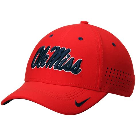 Nike Ole Miss Rebels Red Dri Fit Sideline Swoosh Flex Hat