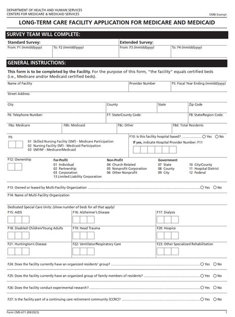 Cms 671 Ltc Facility Application For Medicare Medicaid Cms Forms