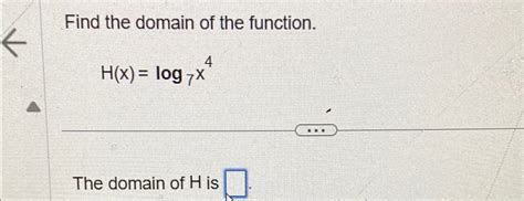 Solved Find The Domain Of The Functionhxlog7x4the Domain