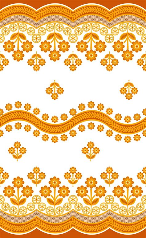 Orange And White Floral Border Design