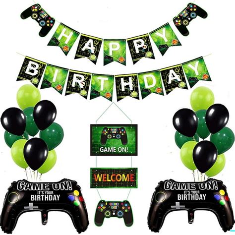 Video Game Birthday Decorations Set 34 Pieces Gaming Happy Birthday Supplies Party Balloons