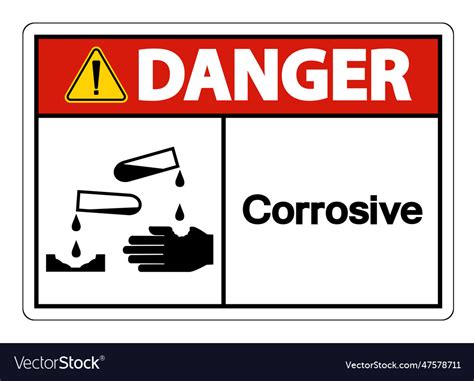 Danger Corrosive Symbol Sign Isolate On White Vector Image