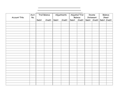 Blank 10 Column Worksheet Template