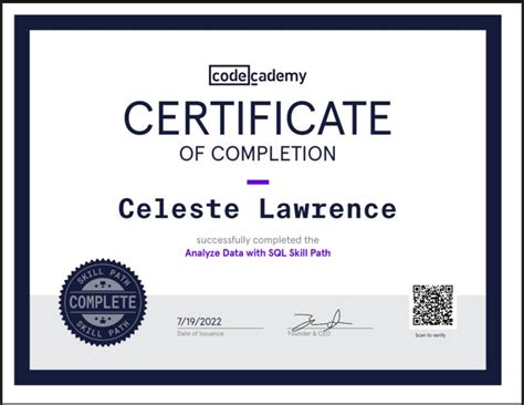 Celeste Lawrence R T R On Linkedin I Just Completed The Pro Skill Path Analyze Data With Sql