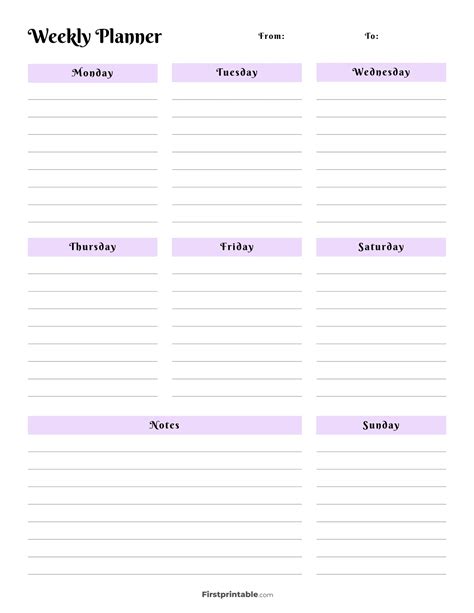 Blank Weekly Template Printable Free Weekly Schedule Free Printable 7