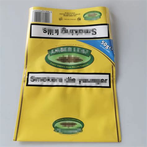 Tobacco Leaf Packaging Bag In Stock 50g Plastic Rolling Tobacco Pouch
