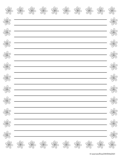 Flower Borders Lined Writing Papers With Picture Boxes Made By Teachers