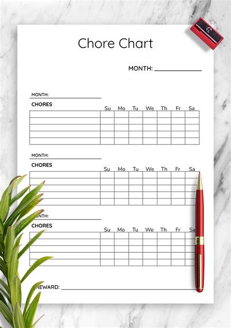 Chore Schedule Printable Free Chore Chart Template Rdkd
