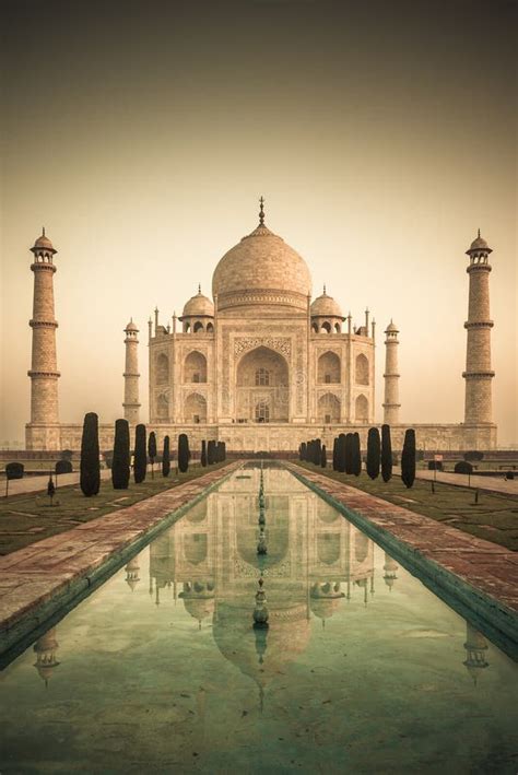 Vintage Image Of Taj Mahal At Sunrise Agra India Stock Image Image
