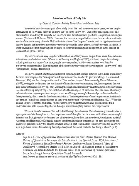 interview as parts of daily life pdf interview qualitative research