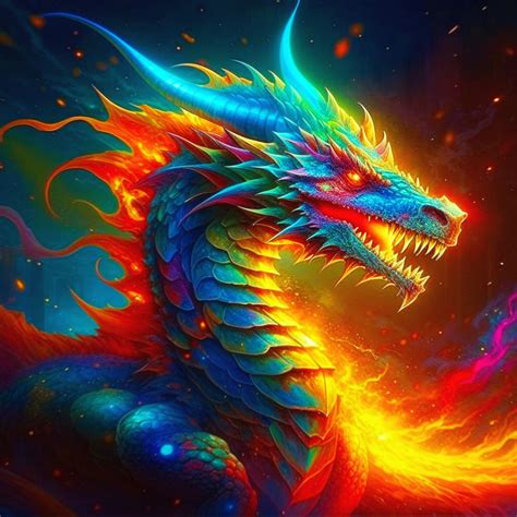 Rainbow Fire Dragon By Milesaianddesign On Deviantart