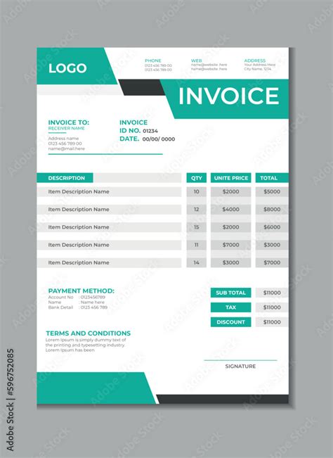 Invoice Template Design Billing Cash Voucher Money Receipt Cash Memo