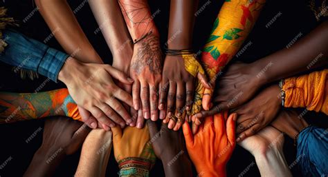 Celebrando A Diversidade Cultural Mãos De Diferentes Raças Unidas Na Integração Da Tolerância