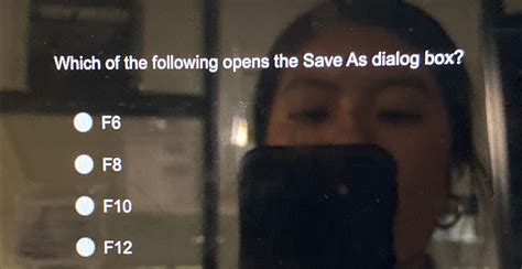 Solved Which Of The Following Opens The Save As Dialog Box Chegg
