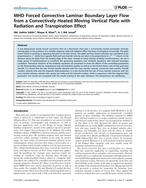 Pdf Mhd Forced Convective Laminar Boundary Layer Flow From A Convectively Heated Moving