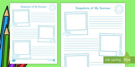 Snapshots Of My Summer Worksheet