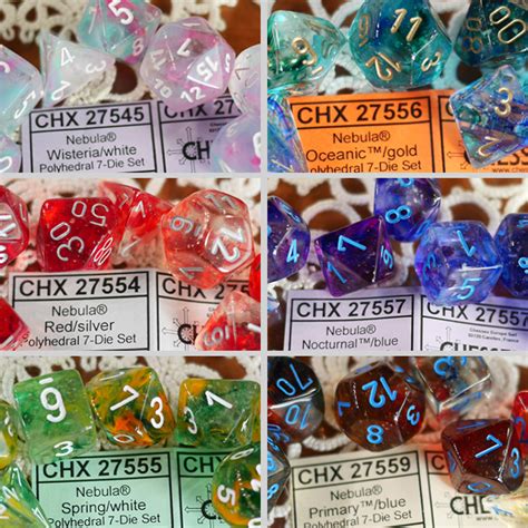 체섹스 체섹스 Trpg 네뷸라 다면체 야광 주사위 7 Die Set 위시버킷