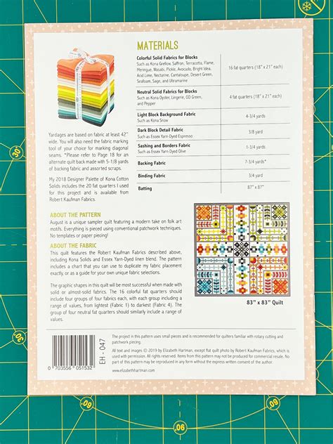 August Sampler Patchwork Quilt Pattern By Elizabeth Hartman Etsy