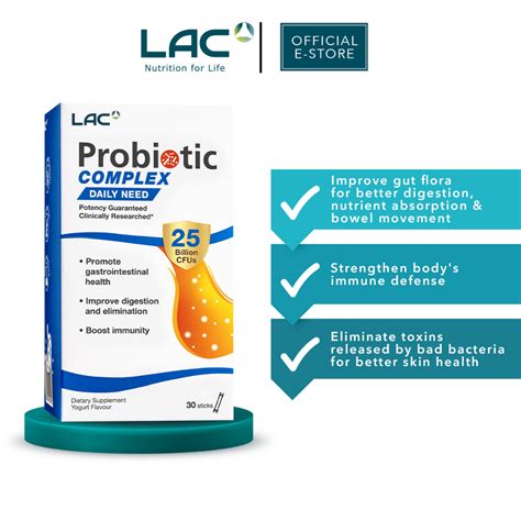 Lac Probiotic Probiotic Complex 25 Billion Cfu Daily Support 30 Powder Sticks 30 Capsules