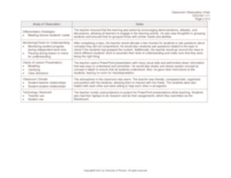 Solution Wk2 Classroom Observation Table Studypool