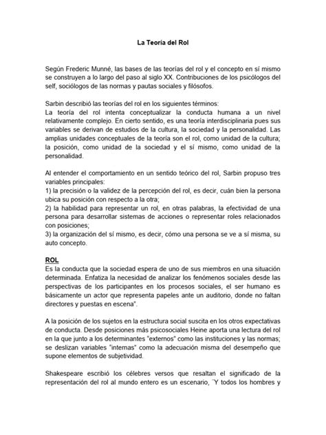 La Teoría Del Rol Frederick Munné Descargar Gratis Pdf Mujer