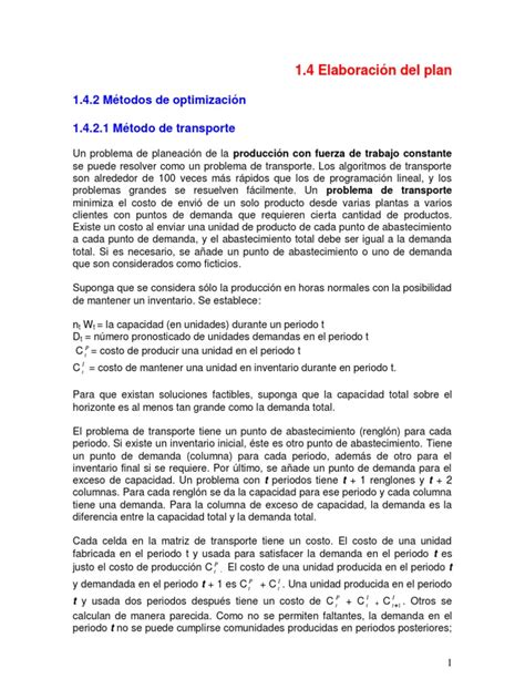 14 Elaboración Del Plan Optimo Pdf Inventario Programación Lineal
