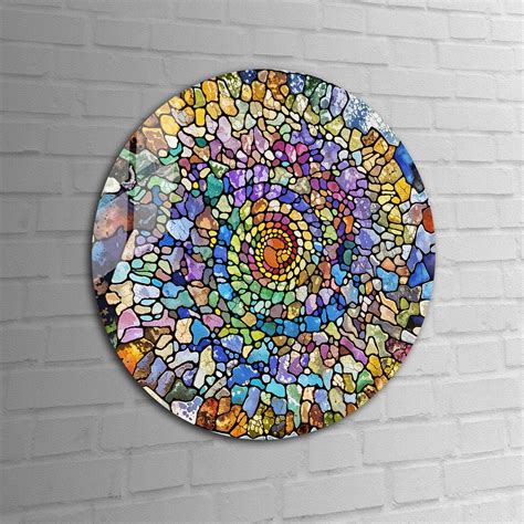 Stained Glass Wall Art Print Round Glass Art Panoramic Large Wall Art