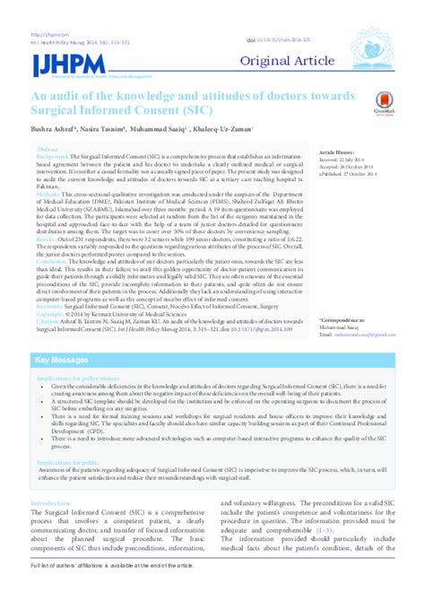 Pdf An Audit Of The Knowledge And Attitudes Of Doctors Towards
