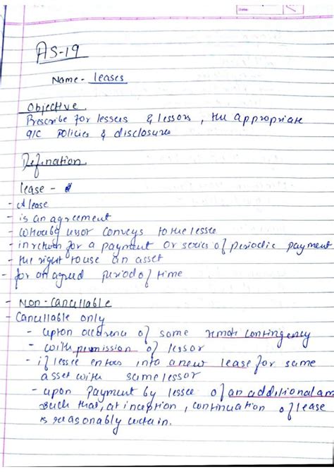 As 19 Leases Handwritten Notes