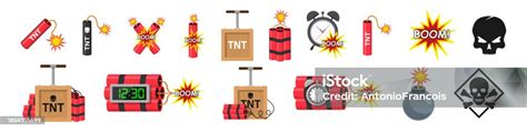 Ilustración De Dinamita Tnt Bomba De Dibujos Animados Con Mecha