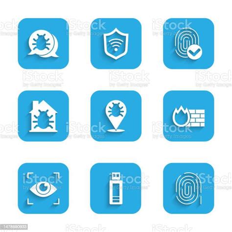 Set System Bug Usb Flash Drive Fingerprint Firewall Security Wall Eye