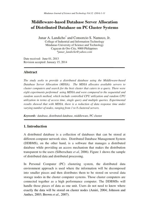 Pdf Middleware Based Database Server Allocation Of Distributed